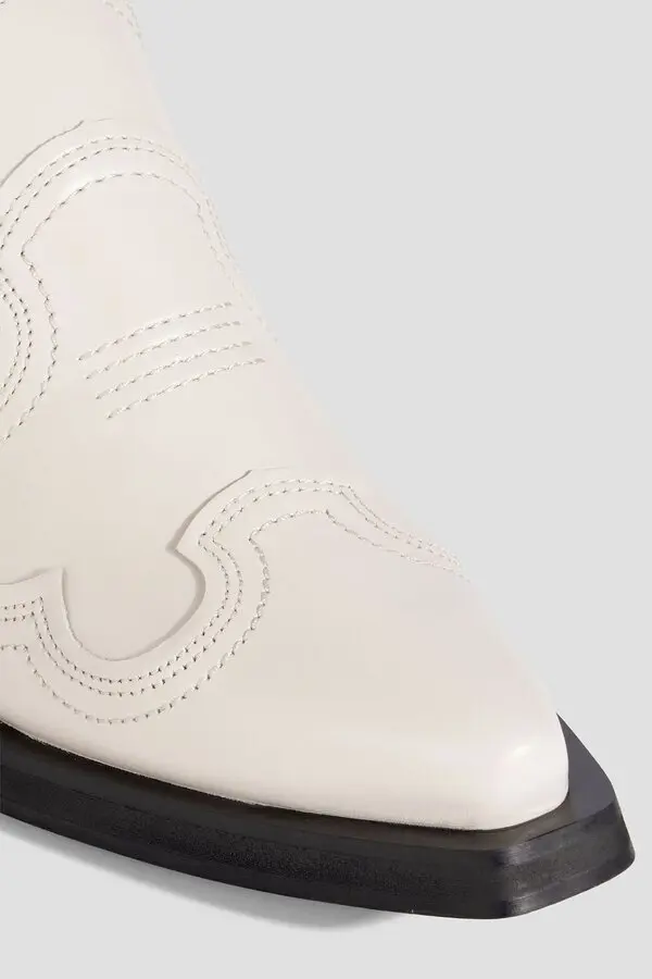 GANNI Western Leather Mules - Ecru