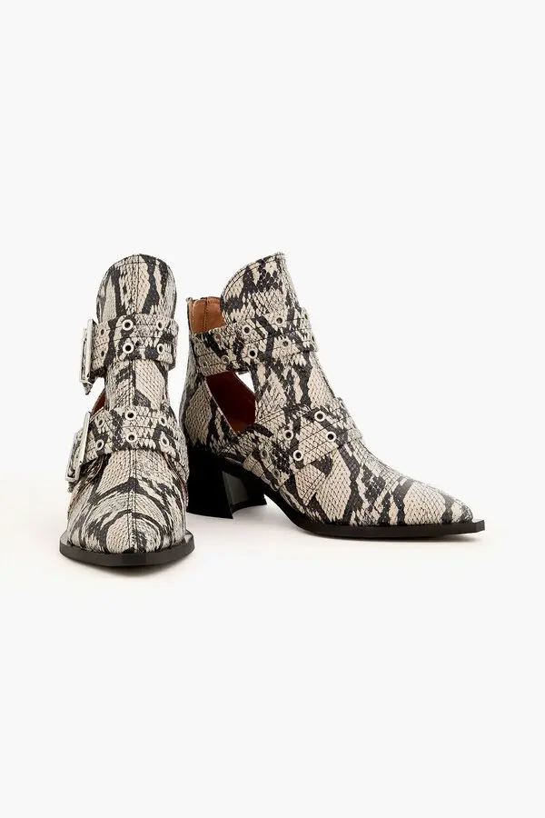 GANNI Snake-effect Ankle Boots