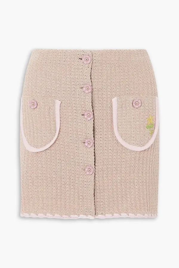 CORMIO Chiara Embroidered Crocheted Metallic Cotton-blend Mini Skirt - Blush