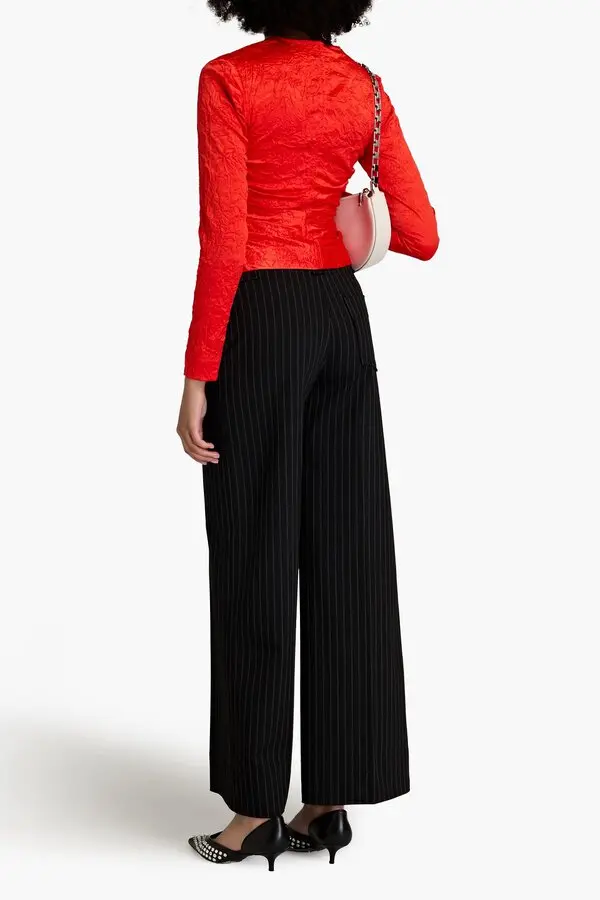 GANNI Pinstriped Twill Wide-leg Pants