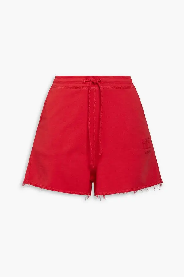 GANNI French Cotton-terry Shorts - Red