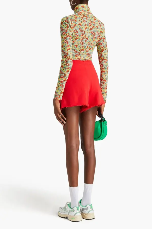 GANNI French Cotton-terry Shorts - Red