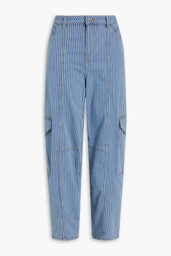 GANNI Striped High-rise Cargo Jeans