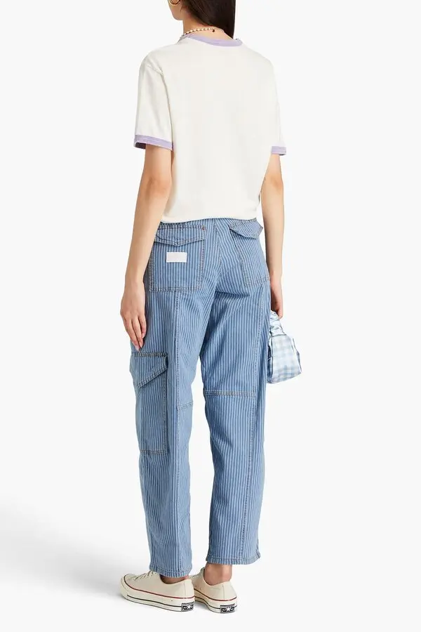GANNI Striped High-rise Cargo Jeans