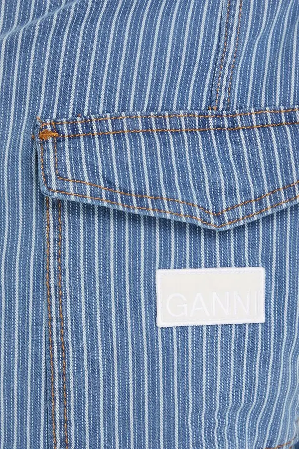 GANNI Striped High-rise Cargo Jeans