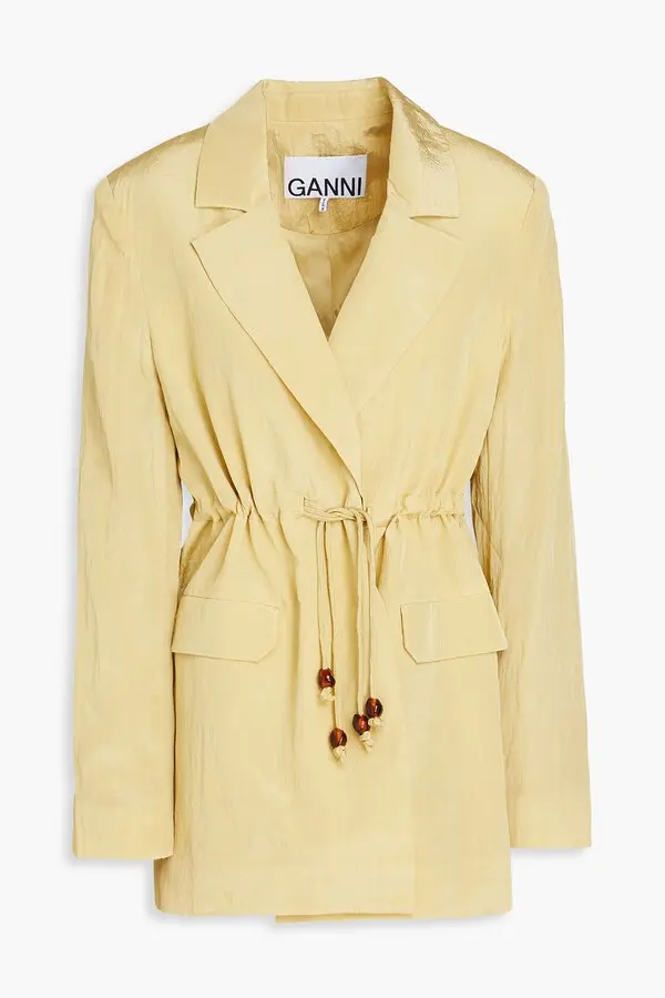 GANNI Bead-embellished Crinkled Shell Blazer