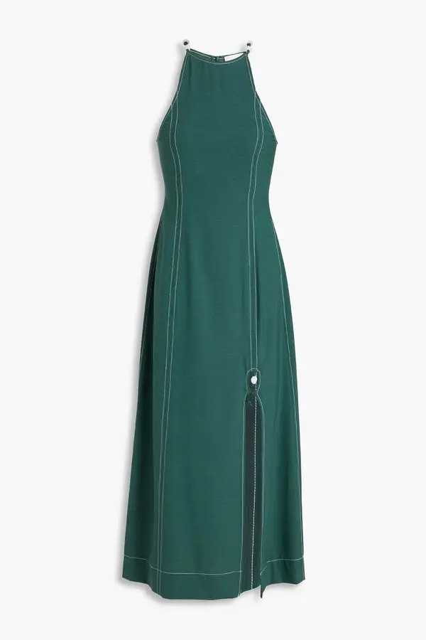 slim fit dress slacks Ganni Crinkled Satin Slip Dress main image 1