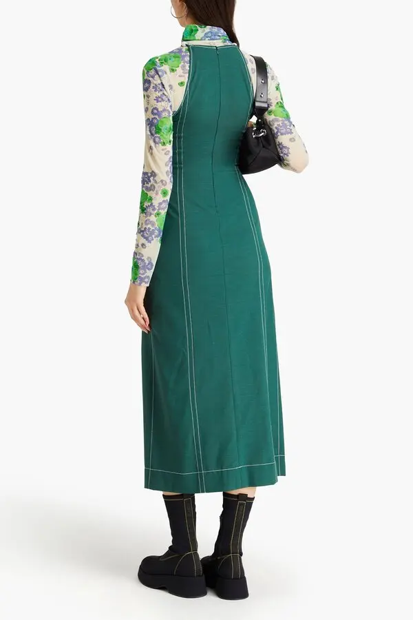 GANNI Bead-embellished Woven Midi Dress