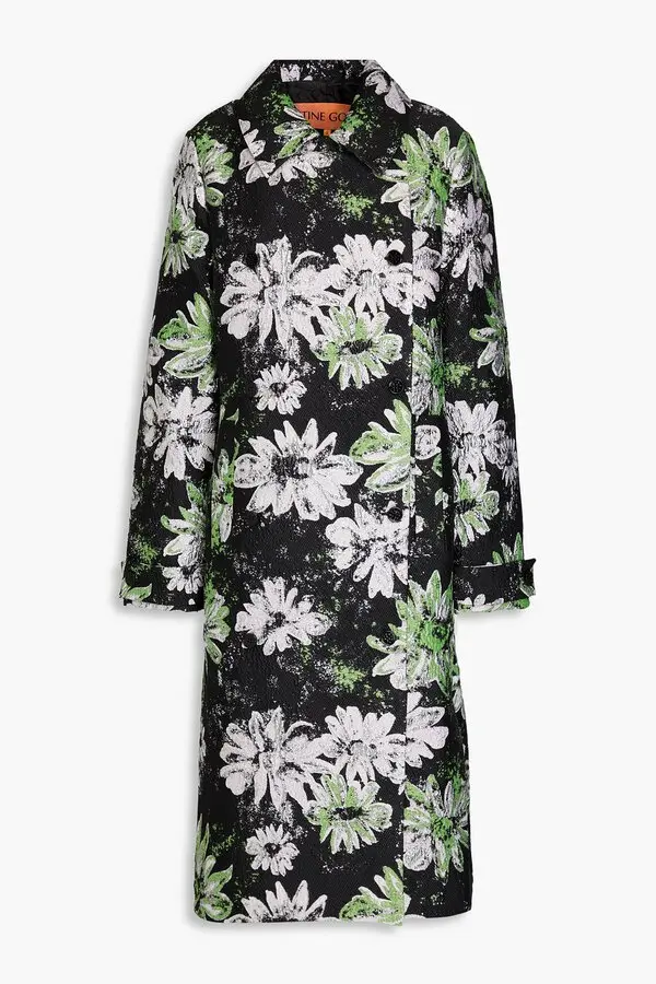 Stine Goya Wessi Double-breasted Metallic Brocade Coat