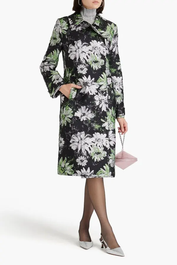 Stine Goya Wessi Double-breasted Metallic Brocade Coat