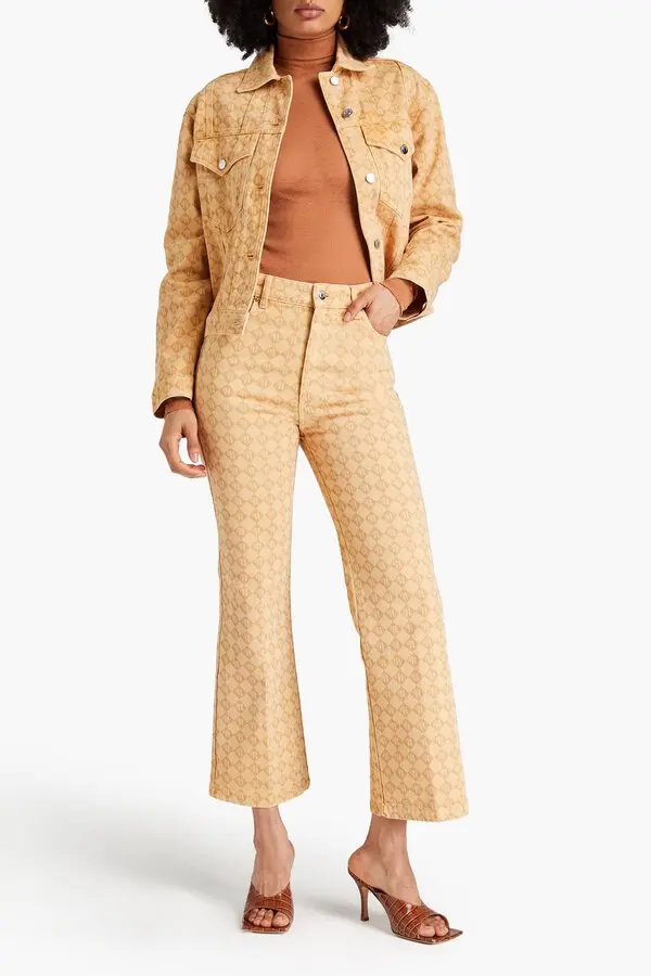 Nanushka Logo-print Kick-flare Jeans - Sand