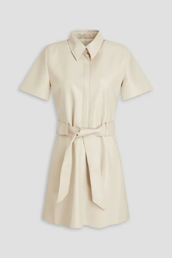 Nanushka Halli Belted Okobor™ Mini Shirt Dress - Ecru