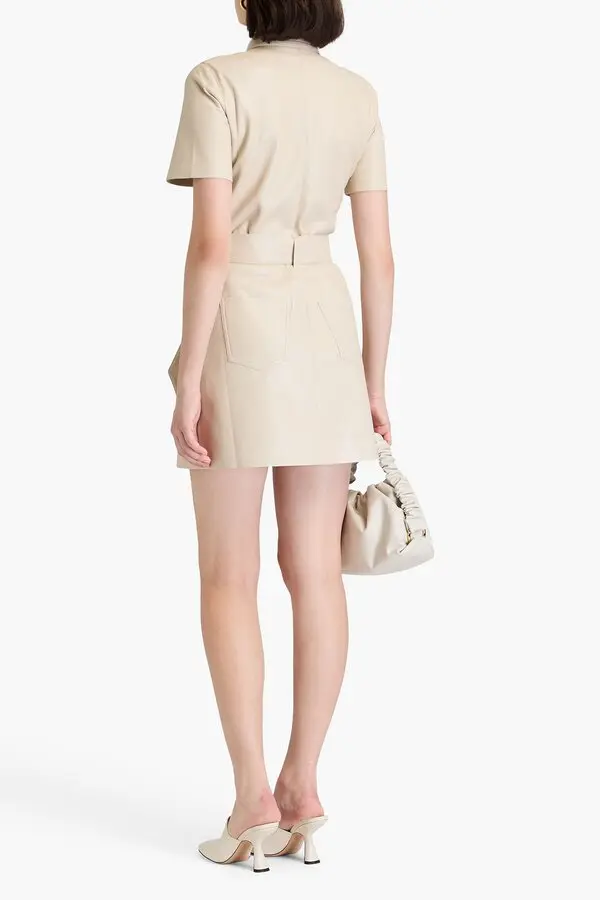 Nanushka Halli Belted Okobor™ Mini Shirt Dress - Ecru
