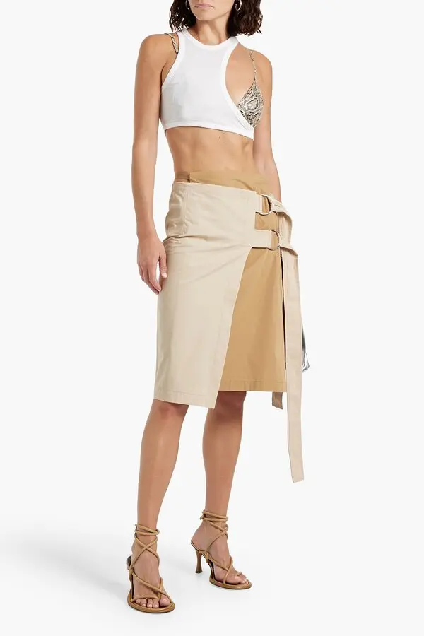Acne Studios Two-tone Cotton-poplin Wrap Skirt