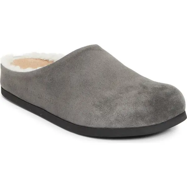 COMMON PROJECTS Suede And Shearling Clogs - Dark Grey