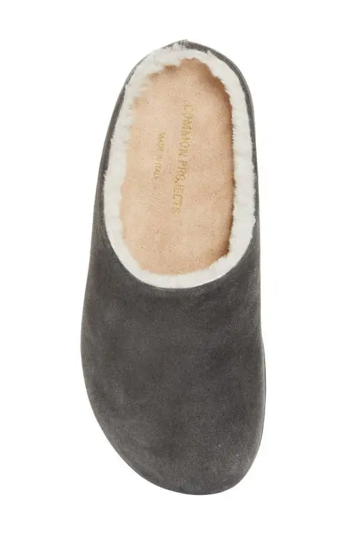 COMMON PROJECTS Suede And Shearling Clogs - Dark Grey