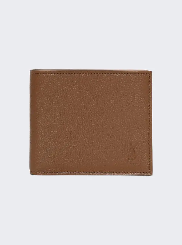Saint Laurent Cassandre Shadow East/west Wallet In Grained Leather - Fox