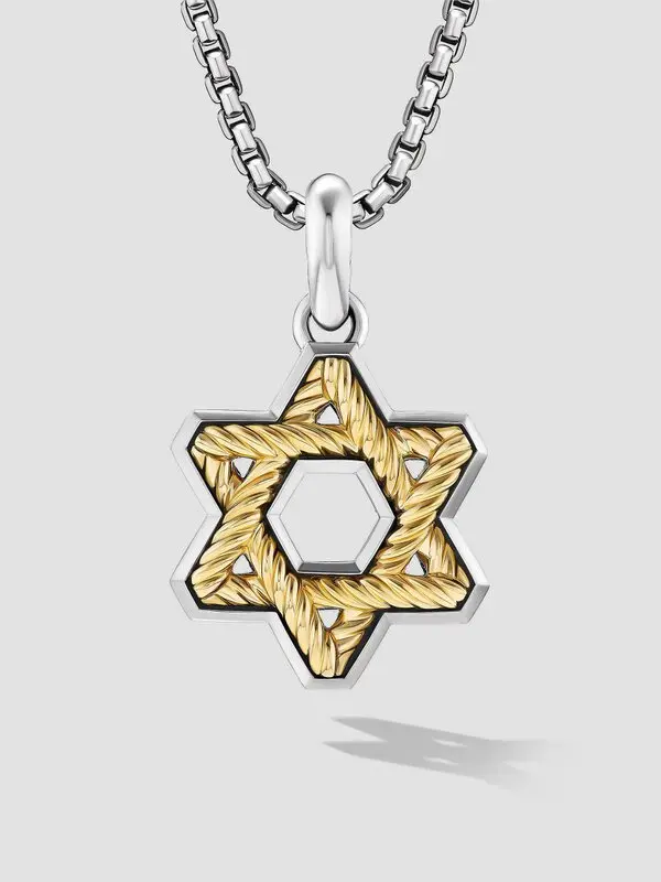 David Yurman Cable Star Of David Amulet In Sterling With 18k Yellow Gold, 19mm - Silver