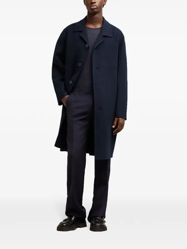 AMI Paris Single-breasted Felted Coat - Blue