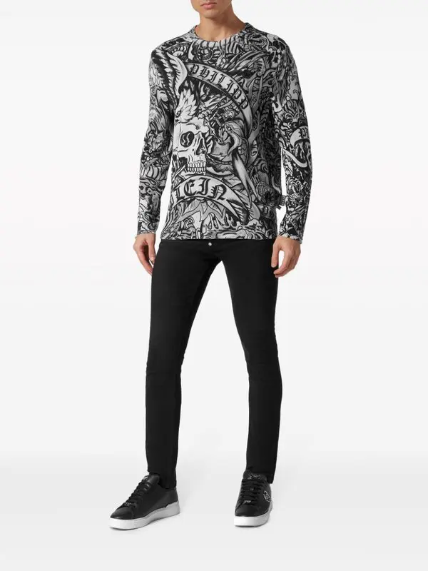 Philipp Plein Tattoo-print Cashmere Sweatshirt