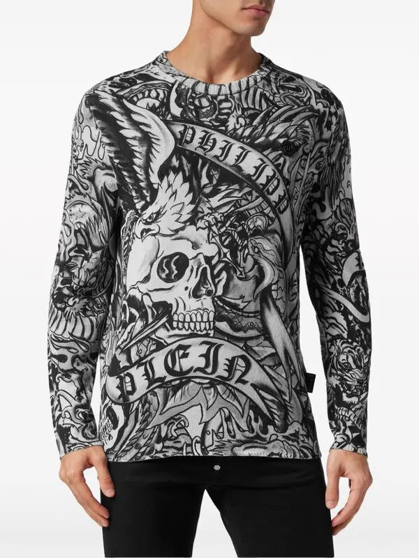 Philipp Plein Tattoo-print Cashmere Sweatshirt