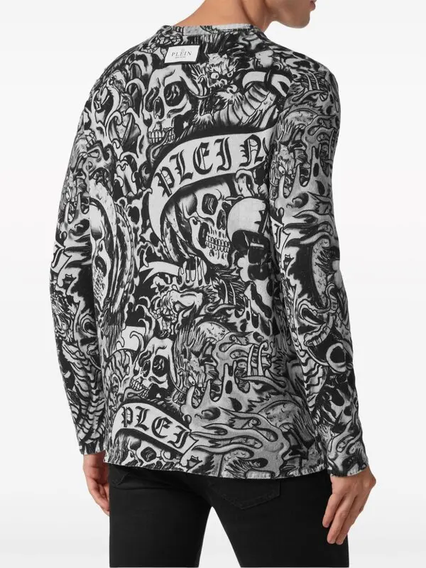 Philipp Plein Tattoo-print Cashmere Sweatshirt