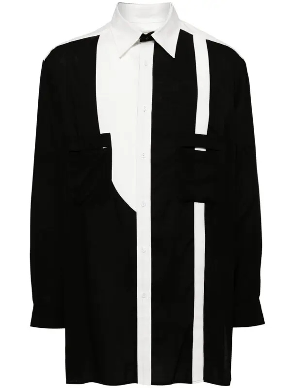 Yohji Yamamoto Panelled Long-sleeved Shirt - White