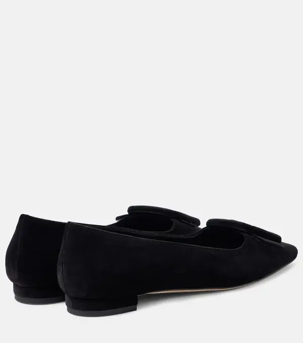 Manolo Blahnik Maysale Velvet Ballet Flats - Black