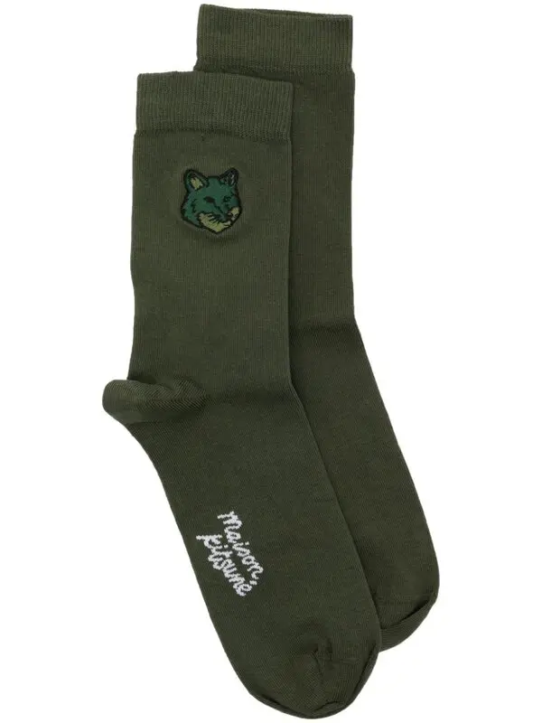 Maison Kitsuné Bold Fox Head Ankle Socks - Green