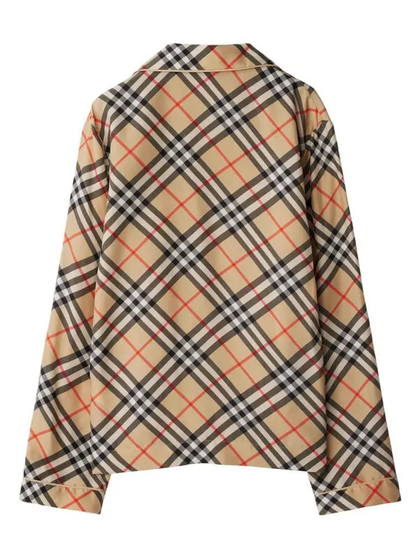 Burberry Vintage Check-print Silk Pajama Top - Neutrals