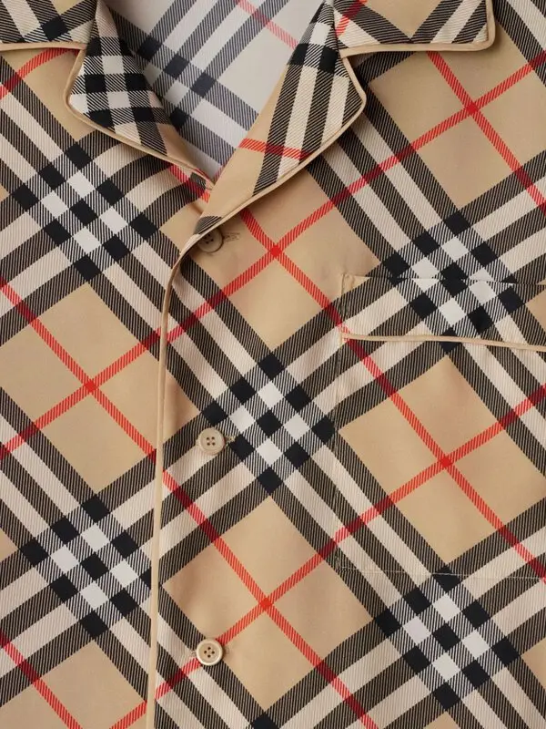 Burberry Vintage Check-print Silk Pajama Top - Neutrals