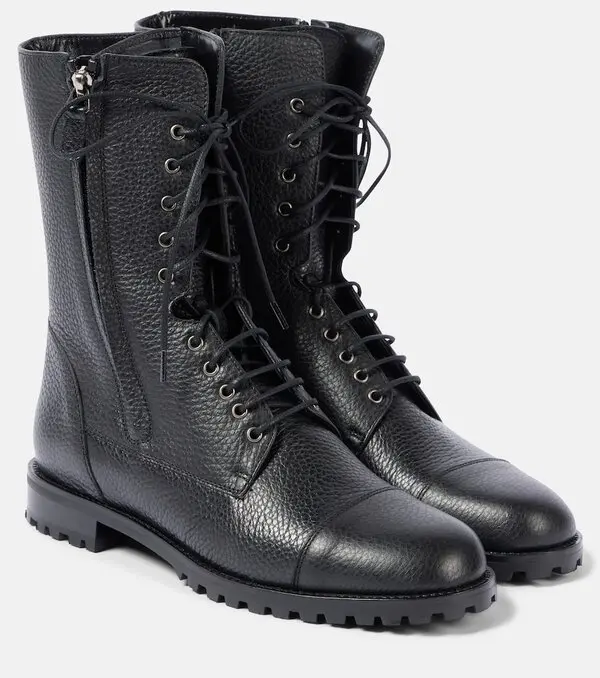 Manolo Blahnik Lugata Leather Lace-up Boots - Black
