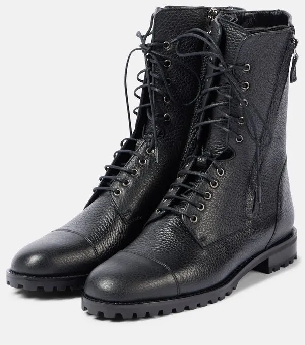 Manolo Blahnik Lugata Leather Lace-up Boots