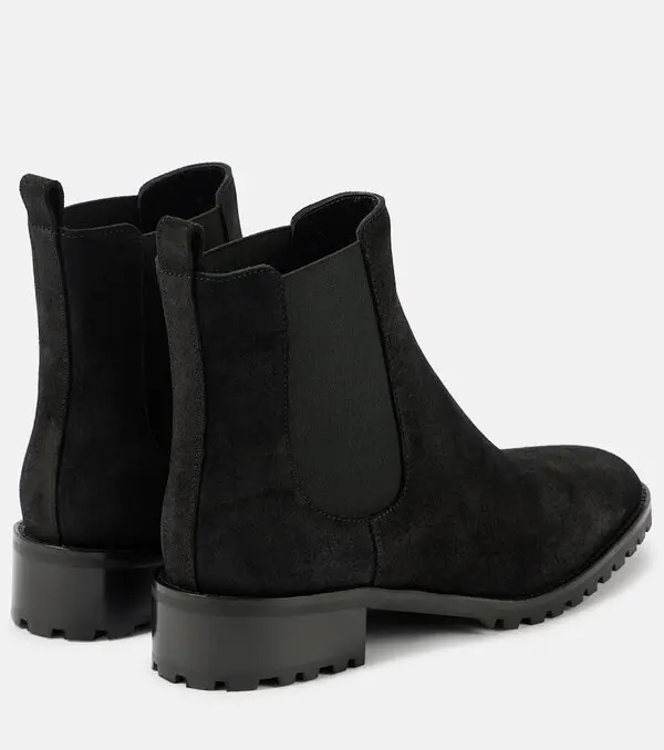 Manolo Blahnik Chelata Suede Chelsea Boots - Black