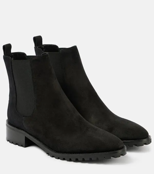 Manolo Blahnik Chelata Suede Chelsea Boots - Black