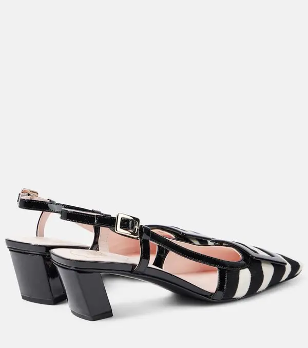 ROGER VIVIER Belle Vivier 45 Calf Hair Slingback Pumps - Black