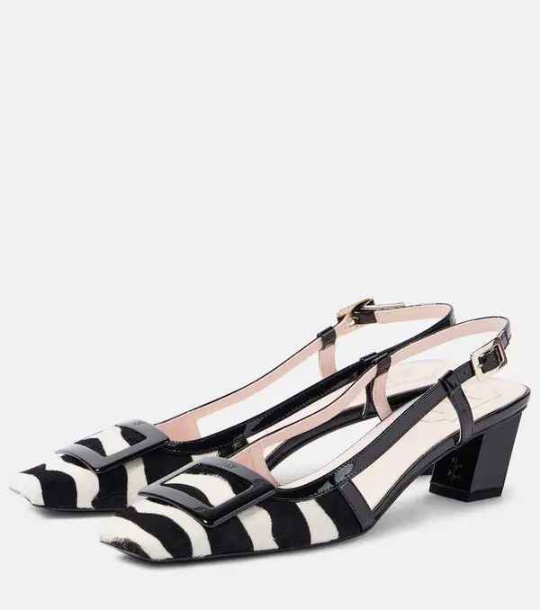 ROGER VIVIER Belle Vivier 45 Calf Hair Slingback Pumps - Black