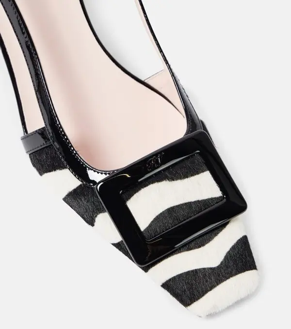 ROGER VIVIER Belle Vivier 45 Calf Hair Slingback Pumps - Black