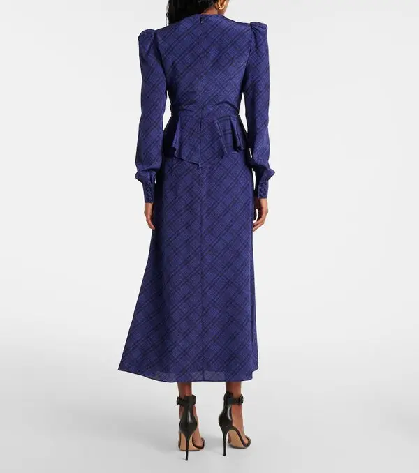 Alessandra Rich Tartan Silk Midi Dress