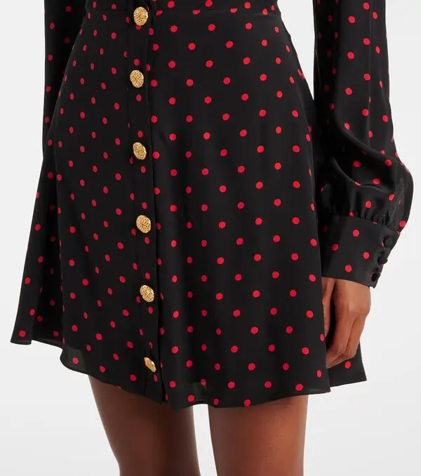 Alessandra Rich Polka-dot Silk Minidress With Lace Trim