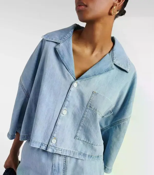 Bottega Veneta Cropped Denim Shirt - Blue