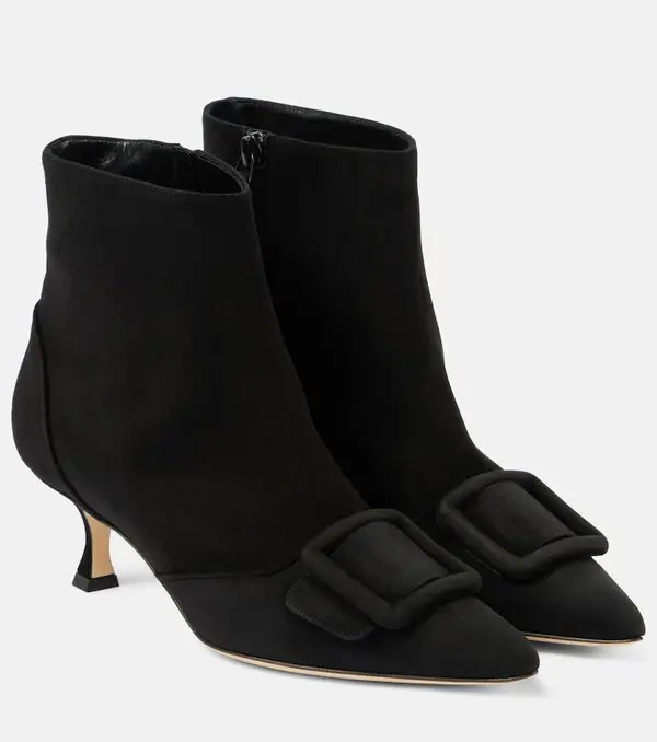 Manolo Blahnik Baylow Suede Ankle Boots - Black