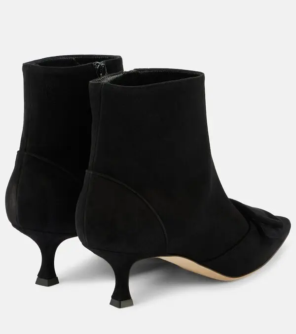 Manolo Blahnik Baylow Suede Ankle Boots - Black