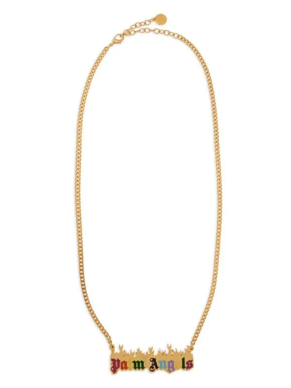 Palm Angels Logo-plate Necklace - Gold