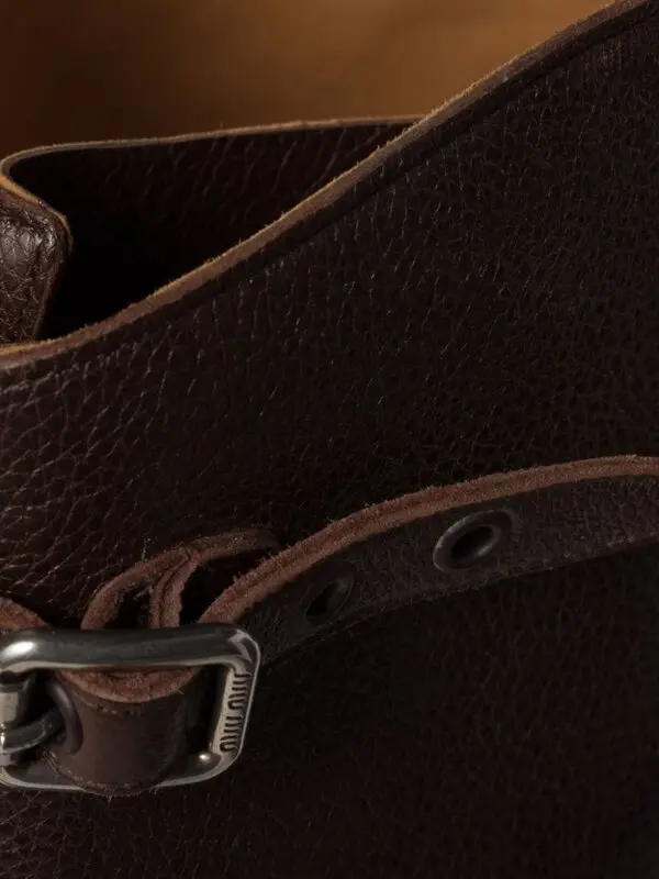 Miu Miu Lace-up Leather Boots - Brown