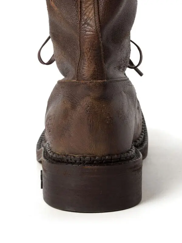 Miu Miu Lace-up Leather Boots - Brown