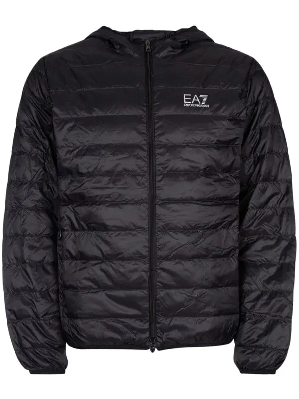 EA7 Logo-print Padded Jacket - Black