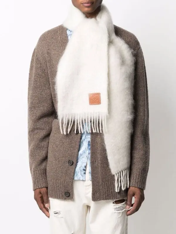 Loewe Anagram Patch Fringed Scarf