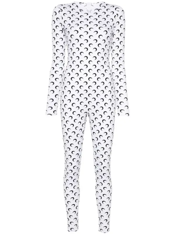 MARINE SERRE Moon-print Jersey Catsuit - White