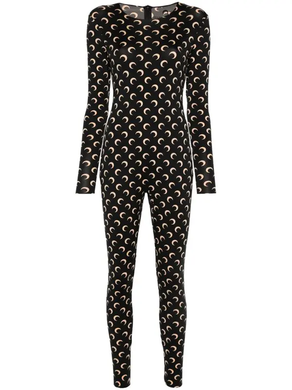 MARINE SERRE Moon-print Jersey Catsuit - Black